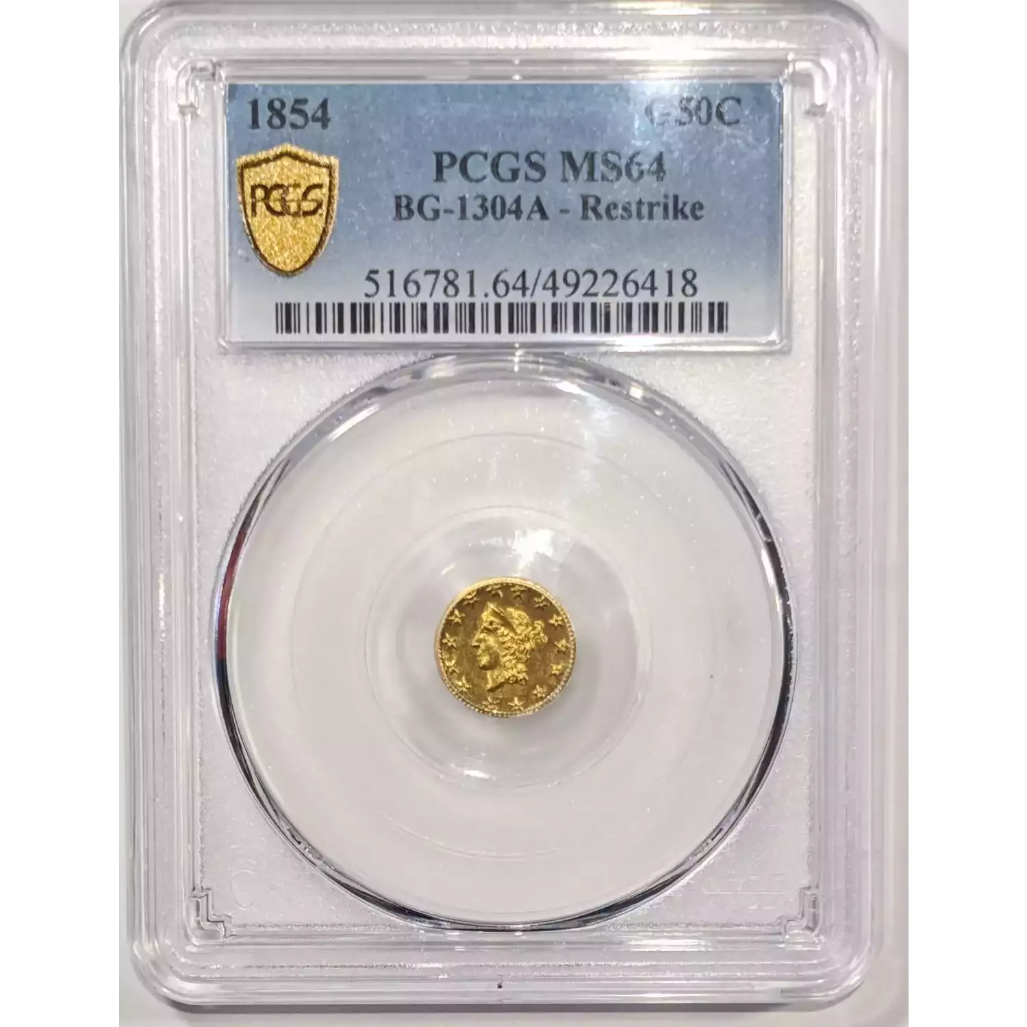 1854 Territorial Gold California Small Denom Liberty Head PCGS MS-64 BG ...