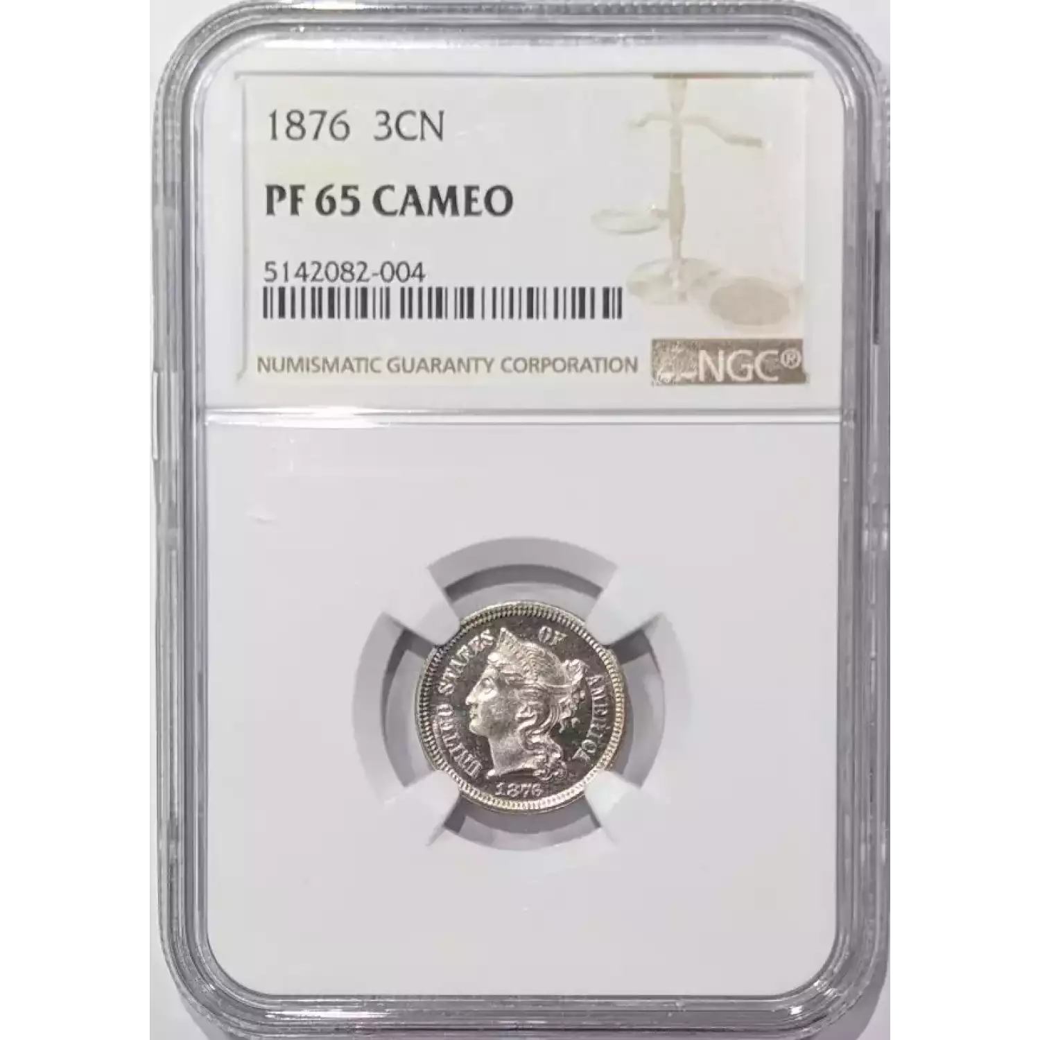 1876 Three Cent Nickel 3CN NGC PF-65 CAMEO - Morton Grove Coin