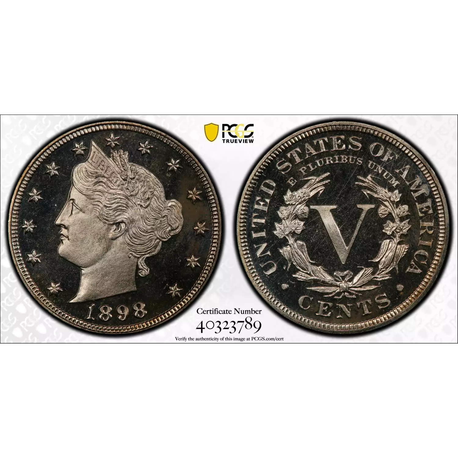 1898-Proof Liberty V Nickel PCGS PR-66+ PLUS DCAM Simpson CAC - Morton ...