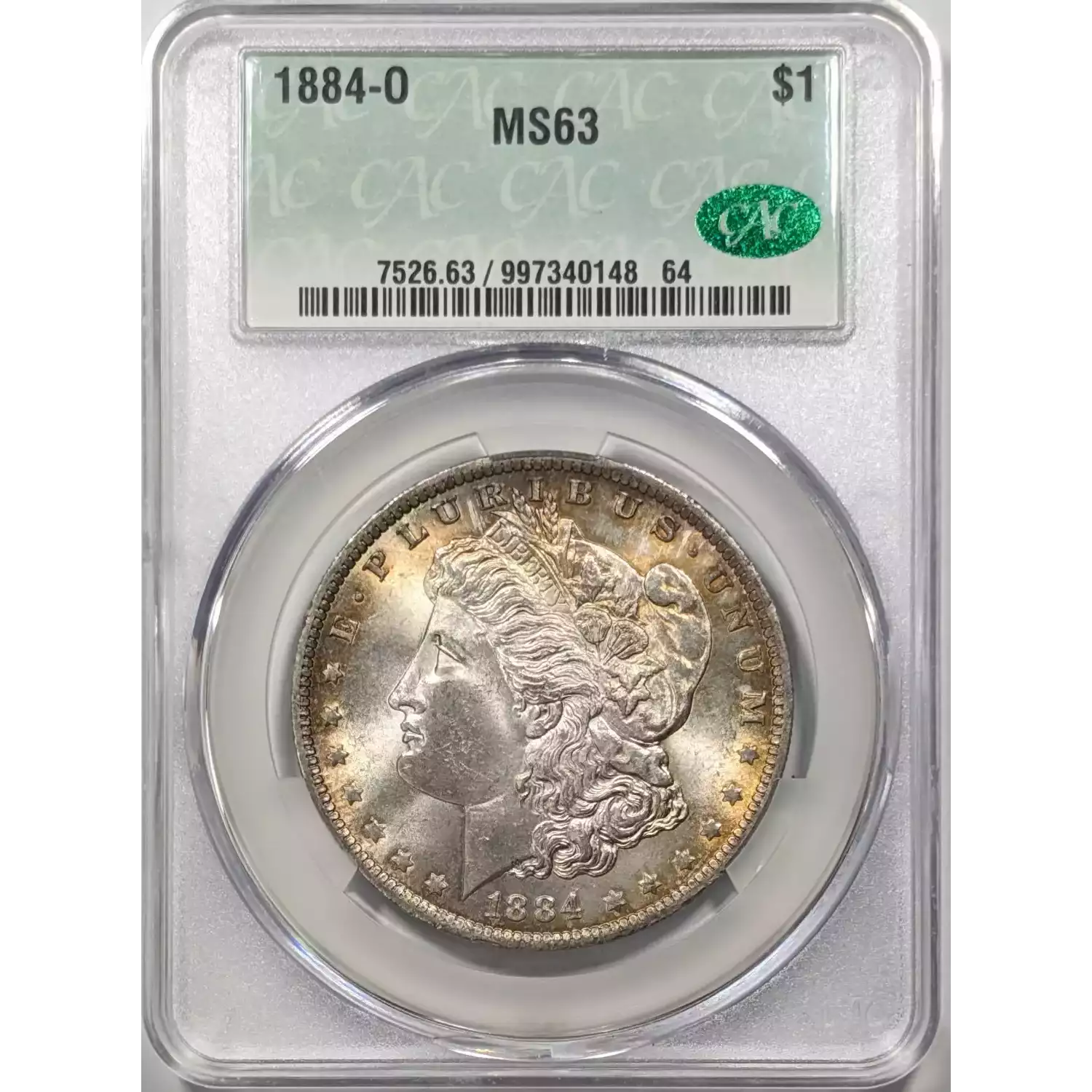 1884-O CAC MS 63 Morgan Silver Dollar CAC - Morton Grove Coin